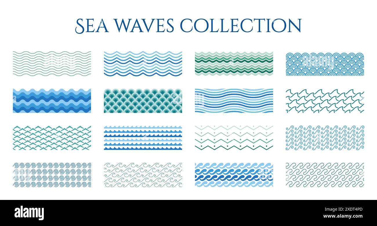 Sea waves. Line water blue pattern. Wavy ocean texture. Abstract marine ...