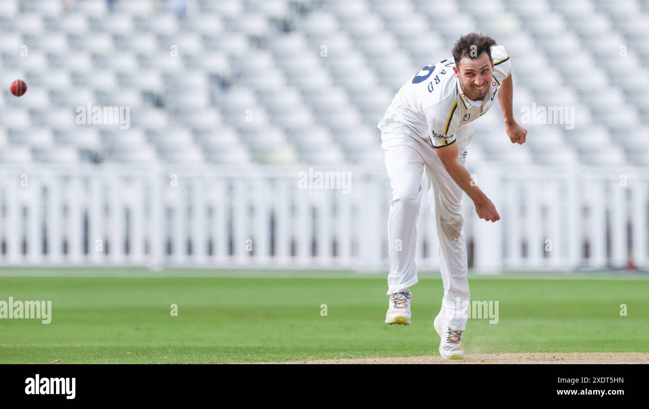 Birmingham, UK. 24th June, 2024. Ed Barnard in action bowling during ...