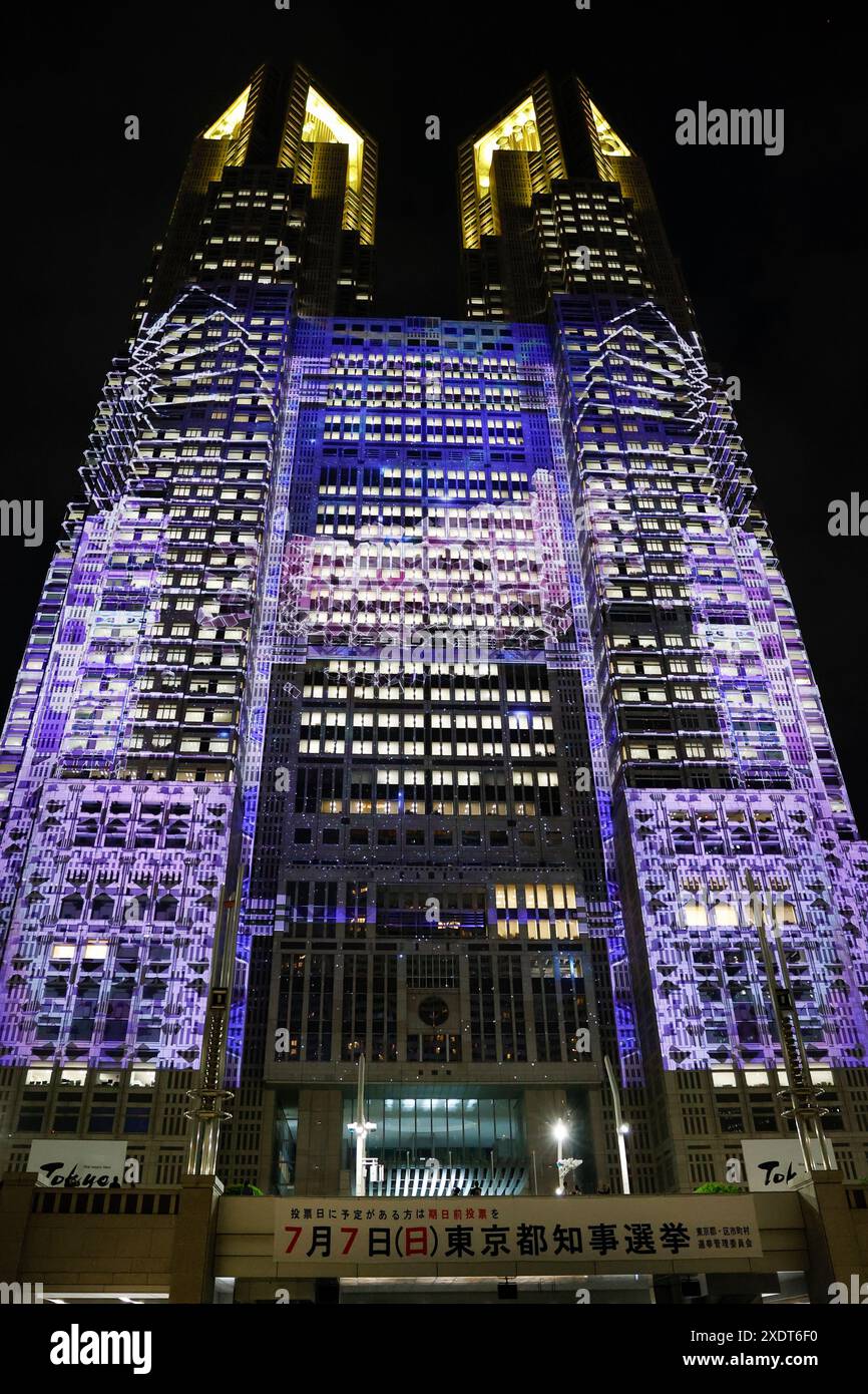 Tokyo, Japan. 24th June, 2024. A projection mapping ''Synergy'' is ...