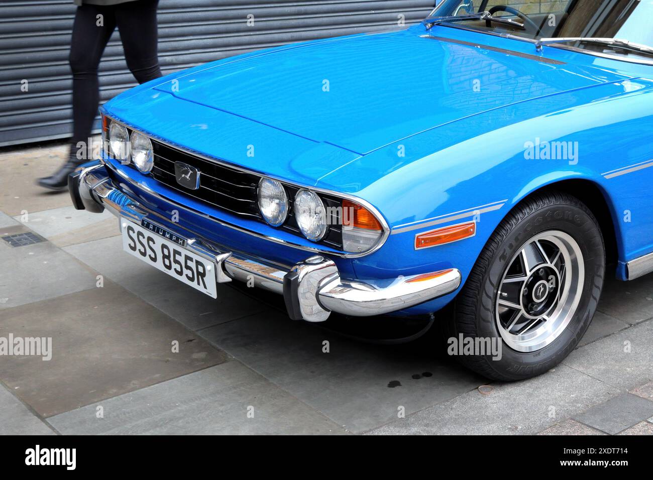 Front view of blue Triumph Stag sports tourer Stock Photo - Alamy