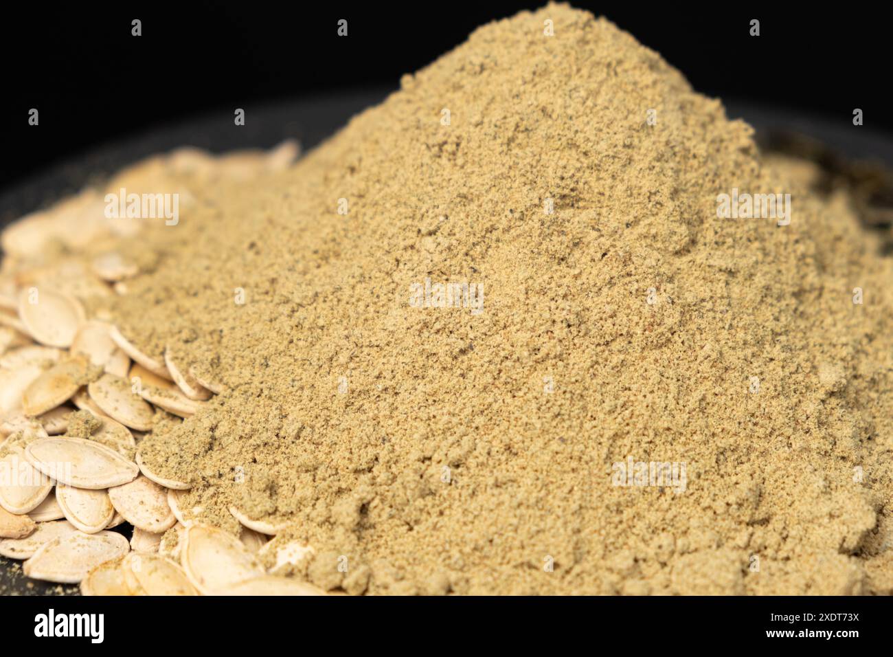 Flour from ground fresh pumpkin seeds, a superfood, a plant-based ...
