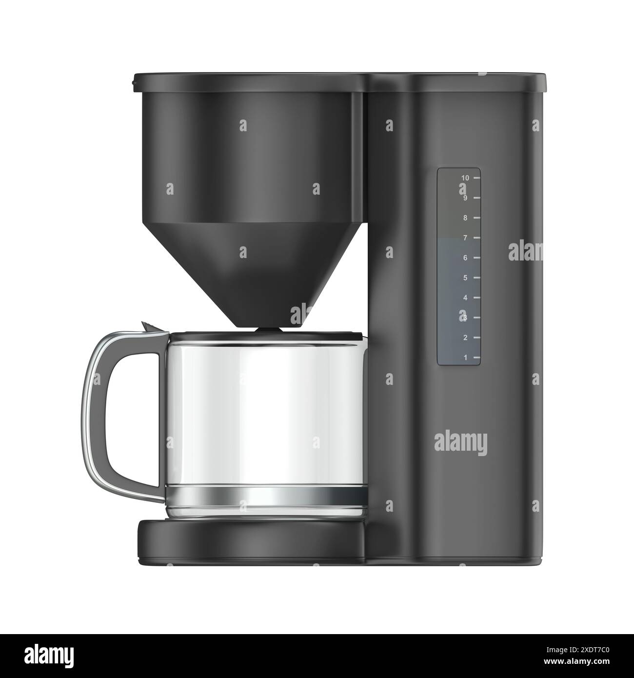 Side view of a black filter coffee machine on a white background Stock ...