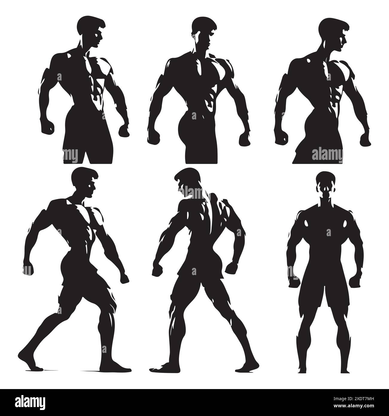 Silhouette set of bodybuilder Stock Vector Image & Art - Alamy