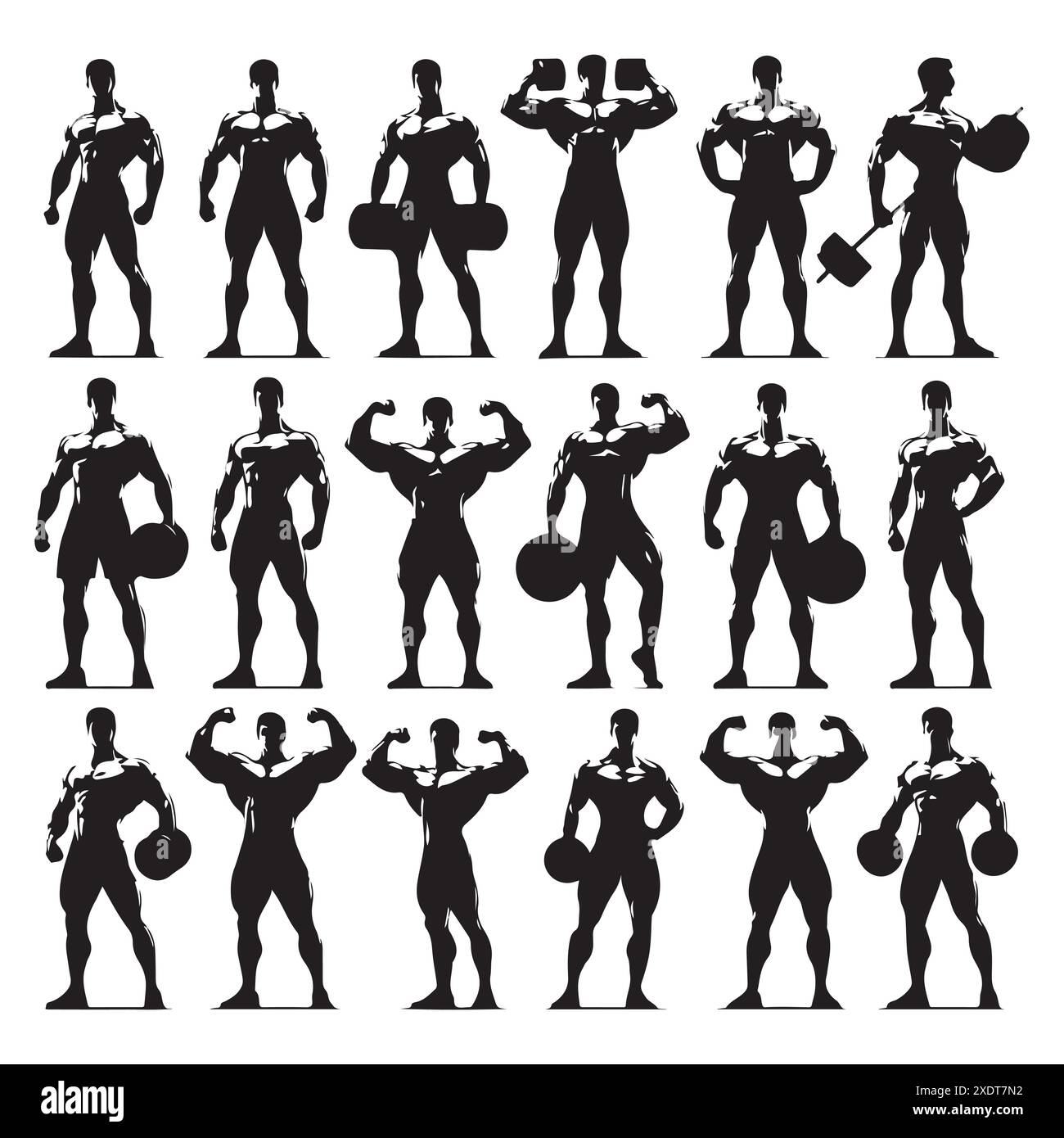 Silhouette set of bodybuilder Stock Vector Image & Art - Alamy