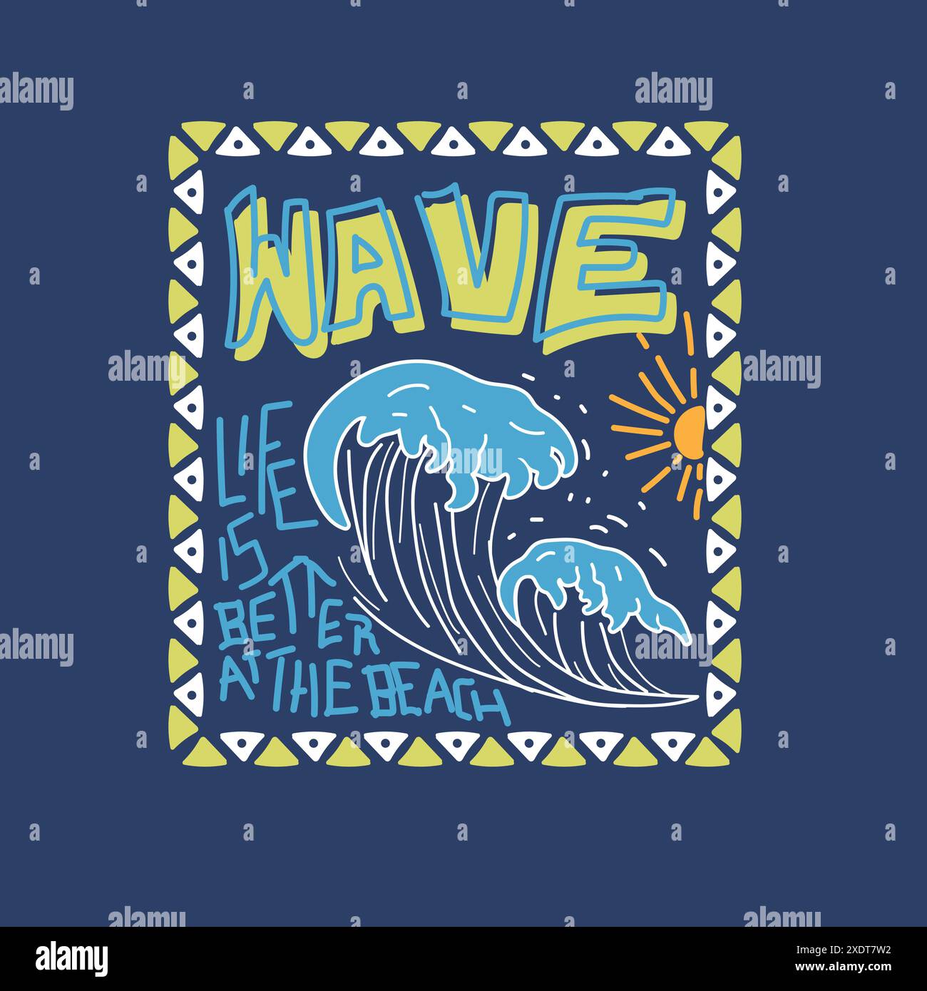 Wave Life is better at the beach typography waves graphic tee Stock ...