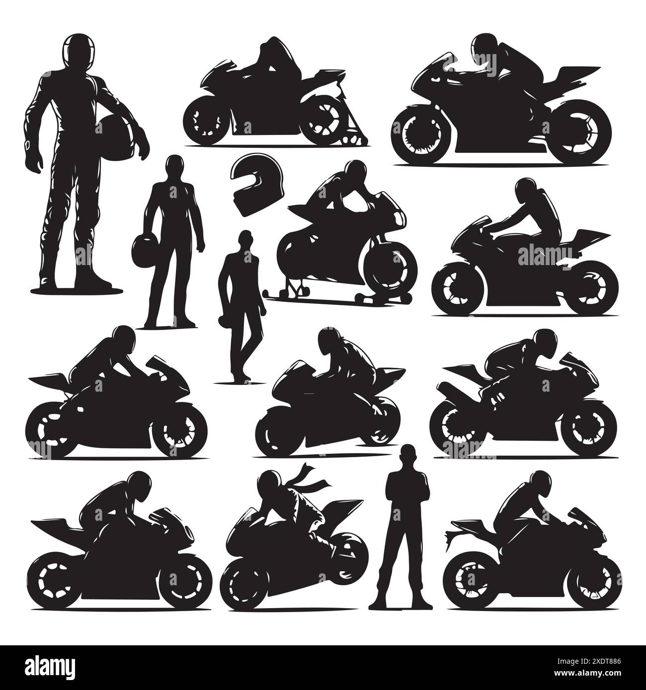 Silhouette set of motorcycle rider Stock Vector Image & Art - Alamy