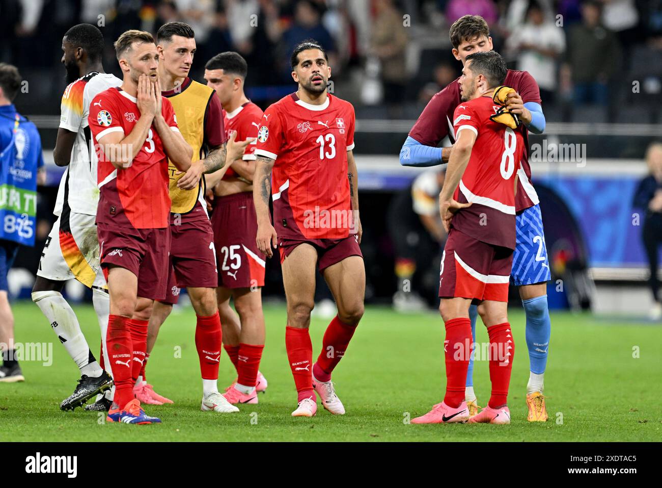 Silvan Widmer (3) of Switzerland, Ricardo Rodriguez (13) of Switzerland ...