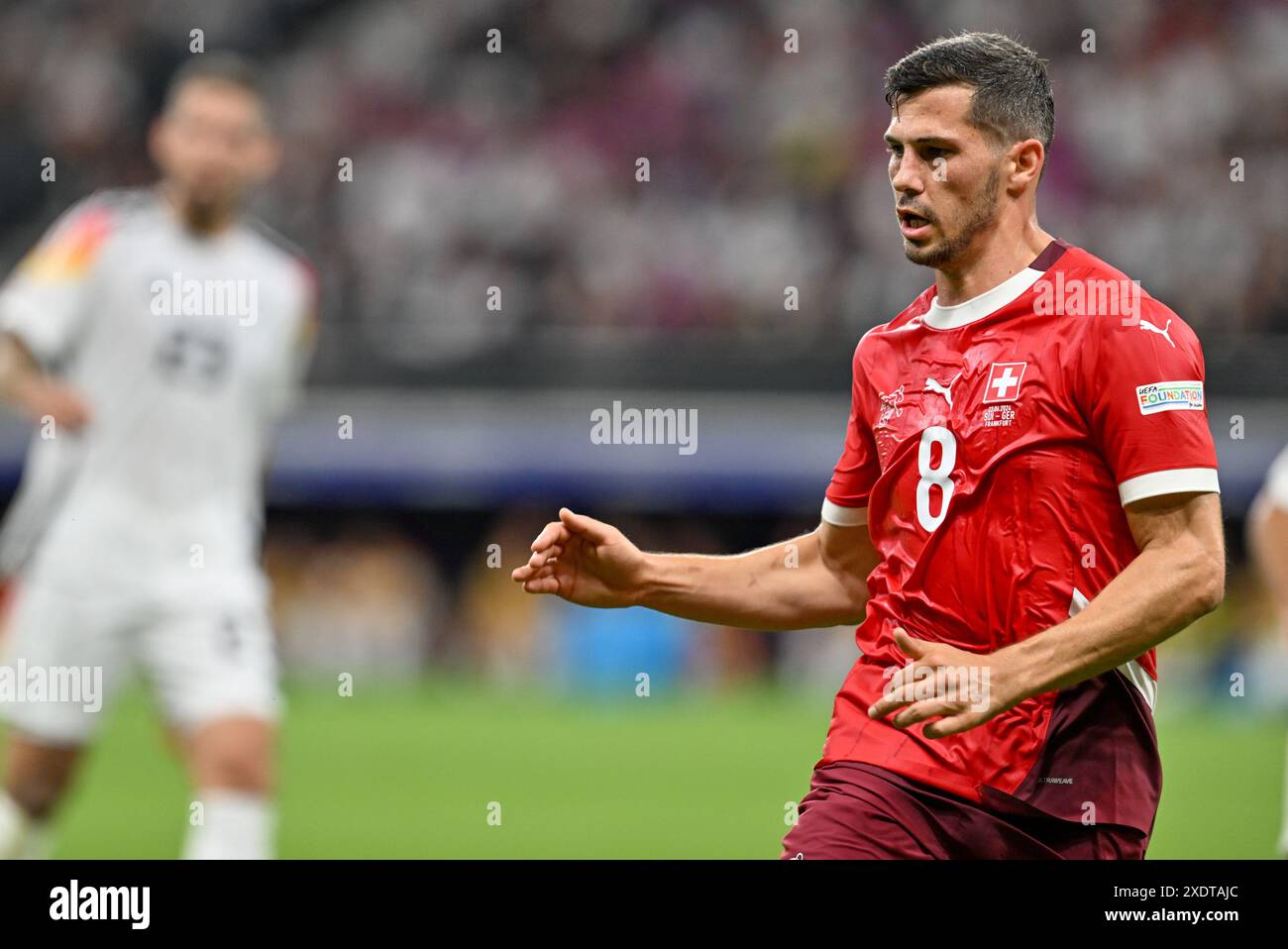 Frankfurt, Germany. 23rd June, 2024. Remo Freuler (8) of Switzerland ...