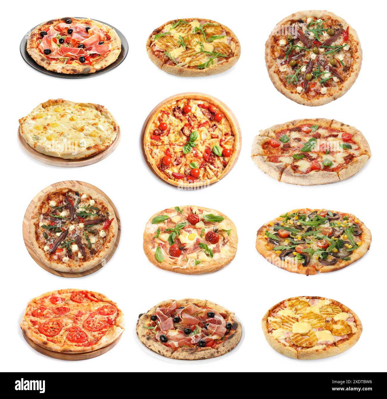 Different tasty pizzas isolated hi-res stock photography and images - Alamy