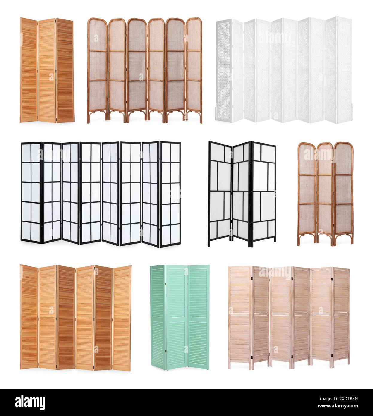 Set of different folding screens isolated on white Stock Photo - Alamy