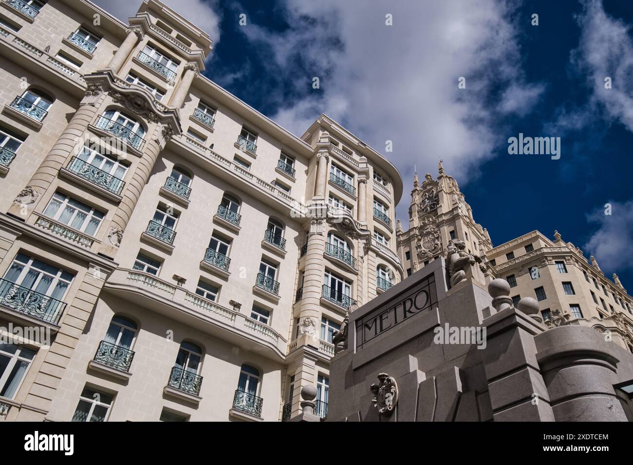 Cityscape of Madrid with the templete metro Gran Via Stock Photo - Alamy