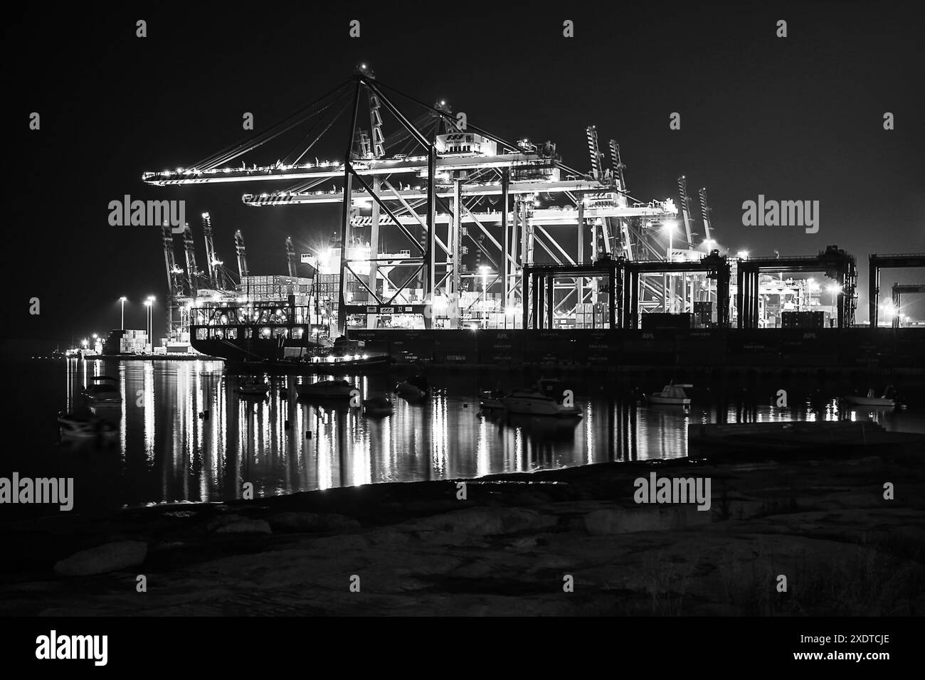Freeport by Night Stock Photo - Alamy