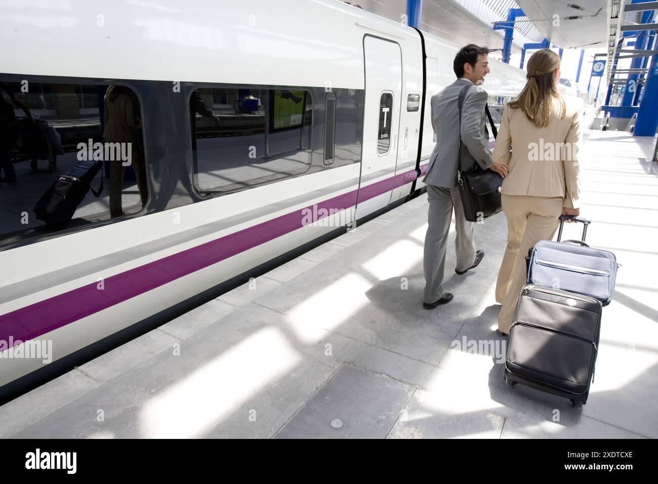 Businessmen. Passengers. Train station. Lleida, Cataluña. Spain Stock ...