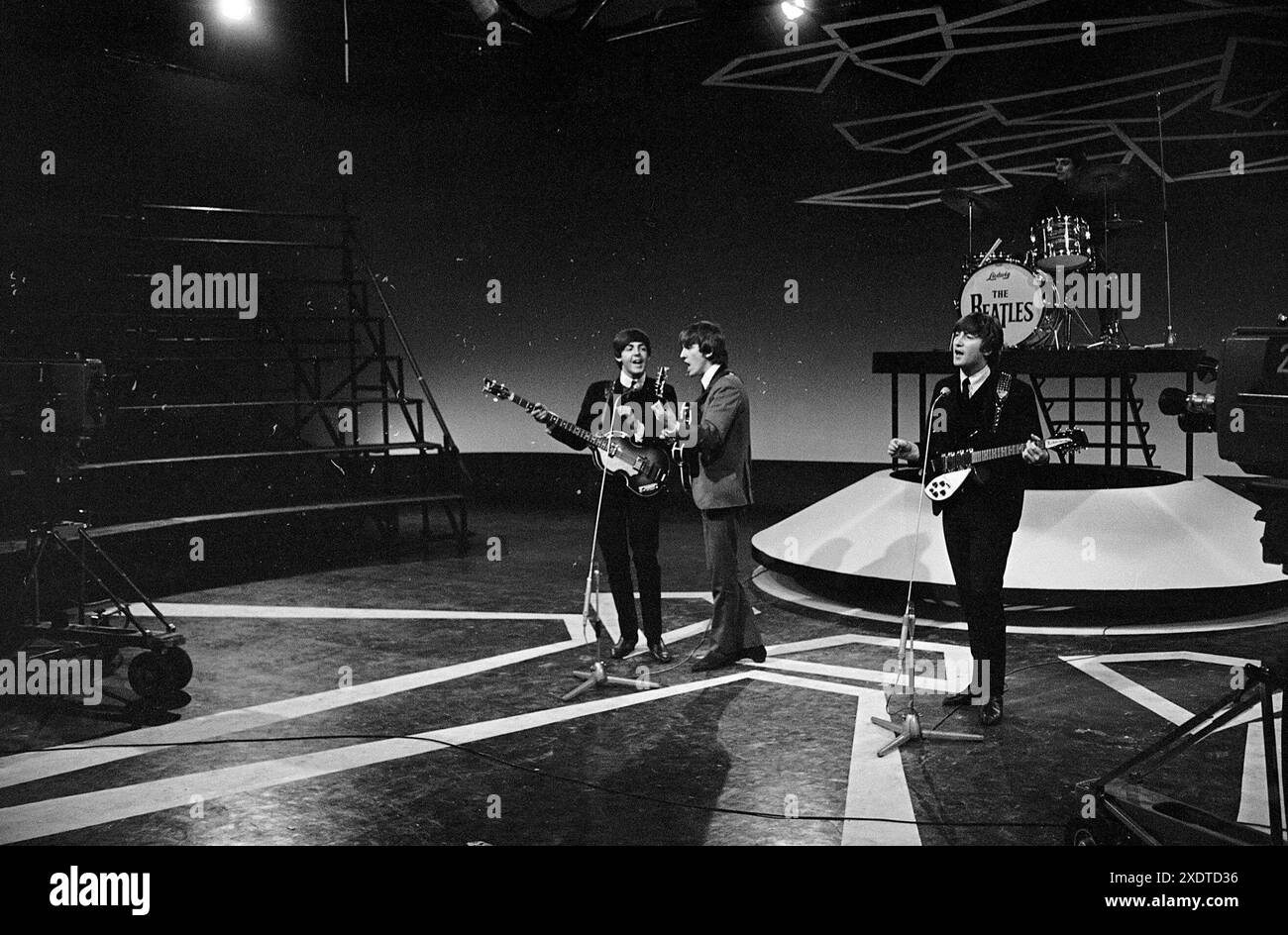 The Beatles on stage - with drummer Jimmie Nicol replacing Ringo Starr ...