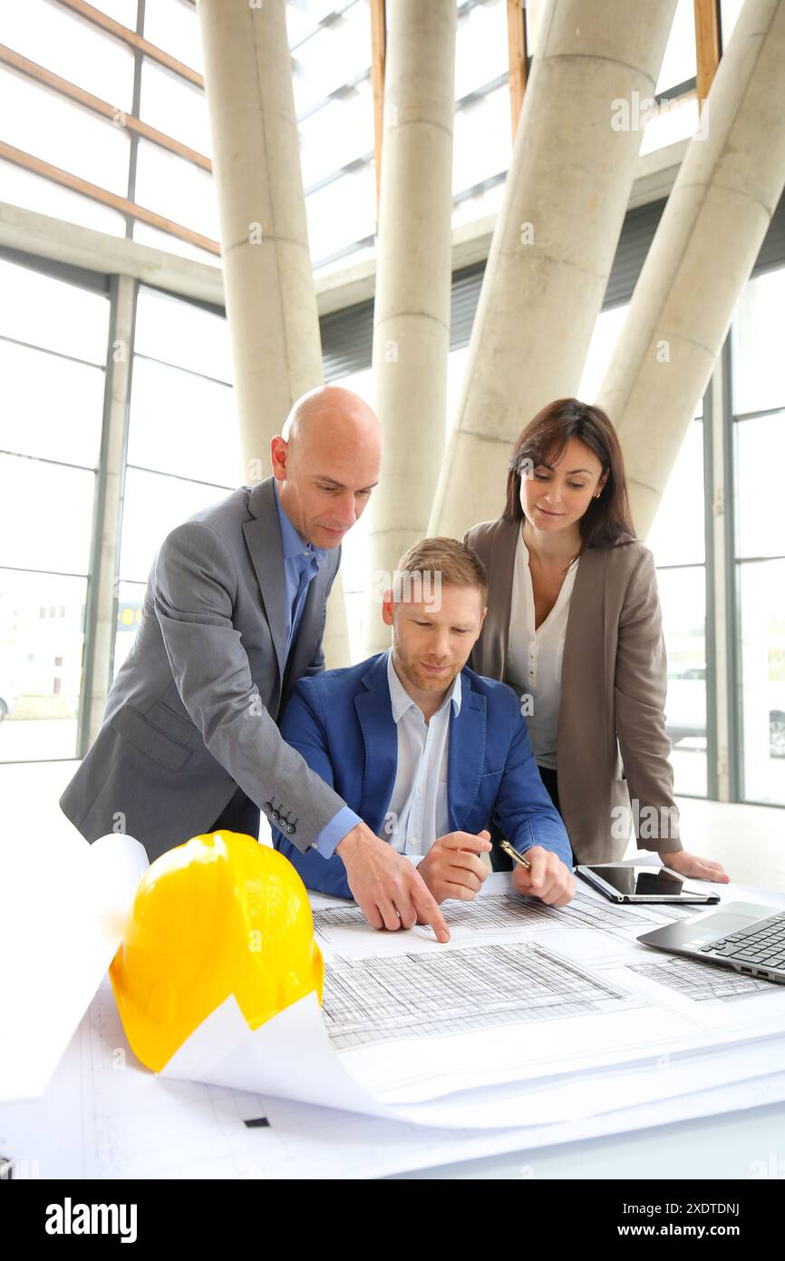 Architects looking at blueprints Stock Photo - Alamy