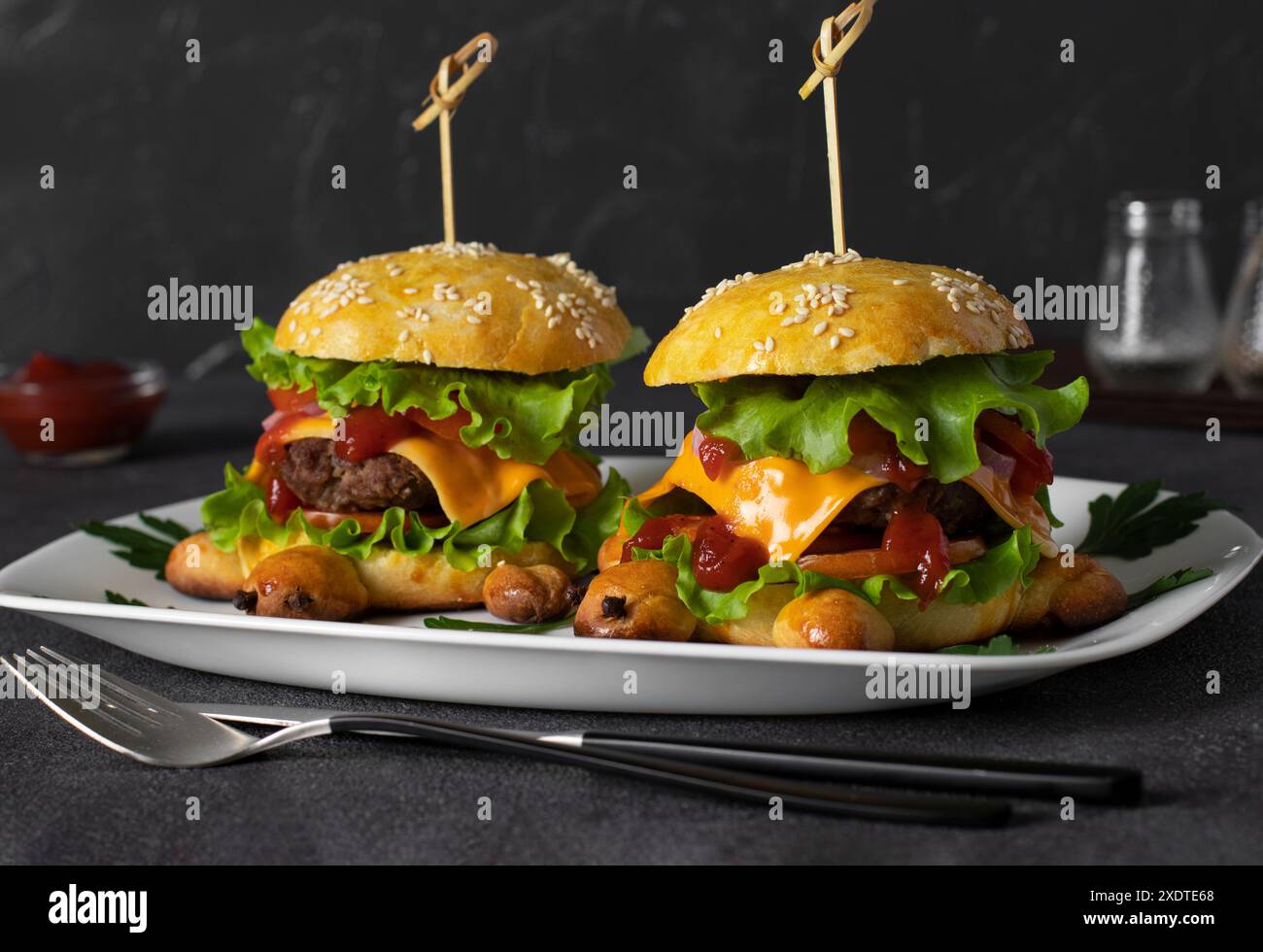 Homemade meat burgers in the shape of turtle with toast cheese, lettuce ...