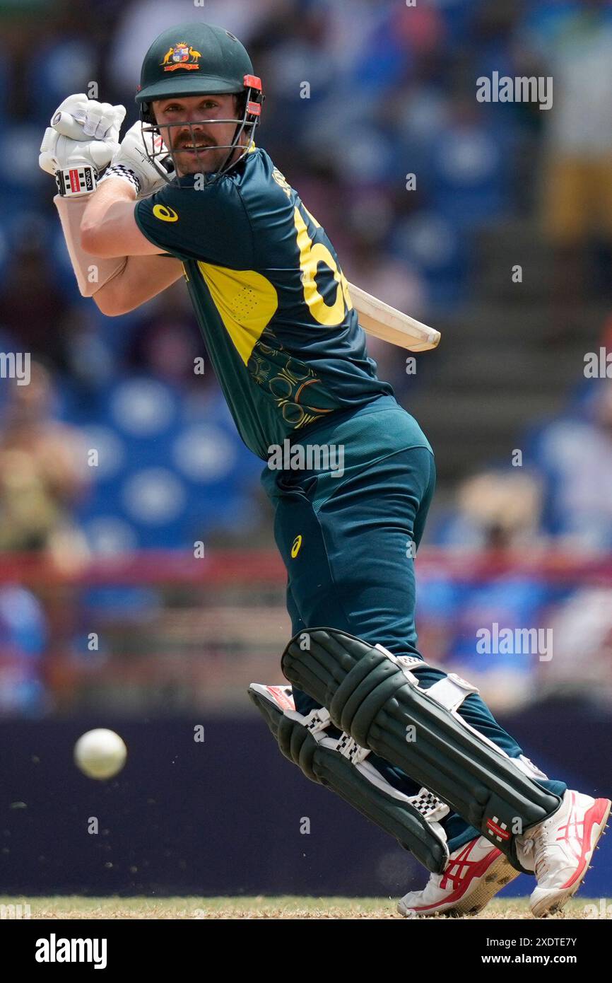 Australia's Travis Head plays a shot against India during an ICC Men's ...