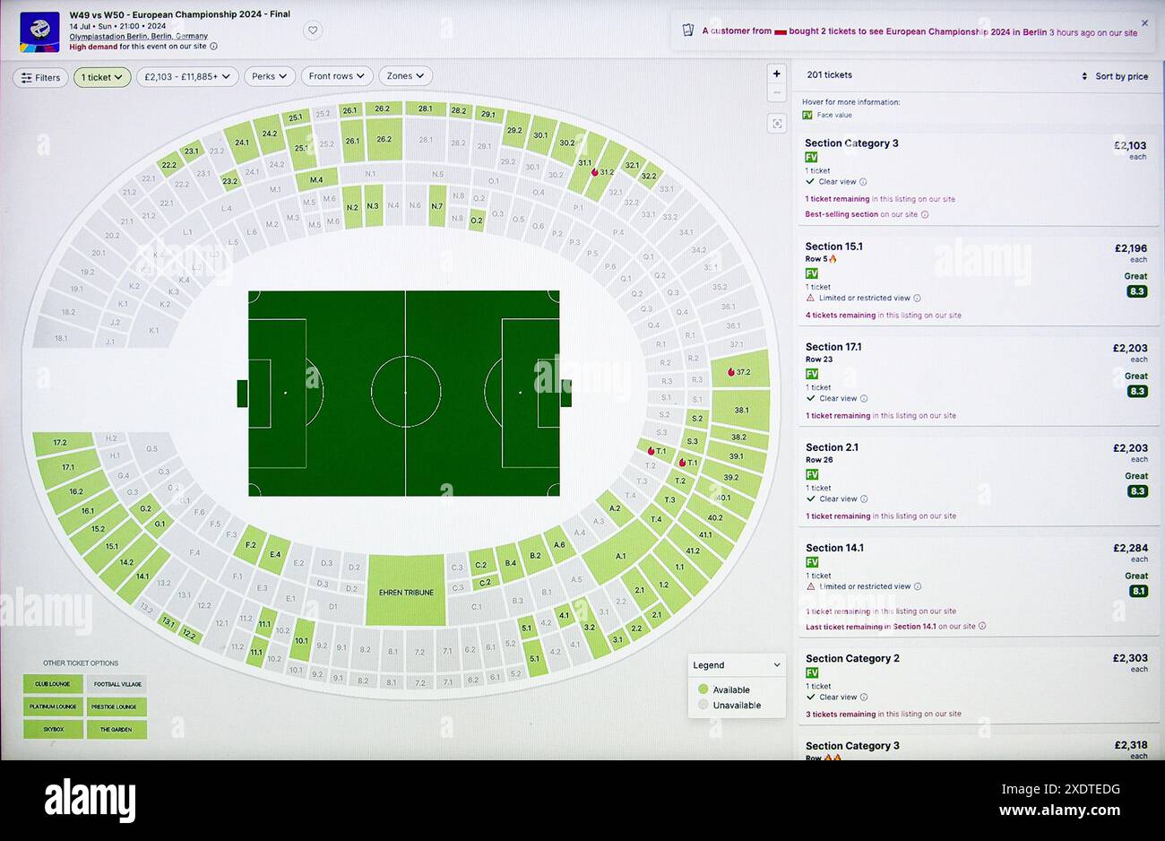 Tickets for the final of the UEFA Euro 2024 European Football ...