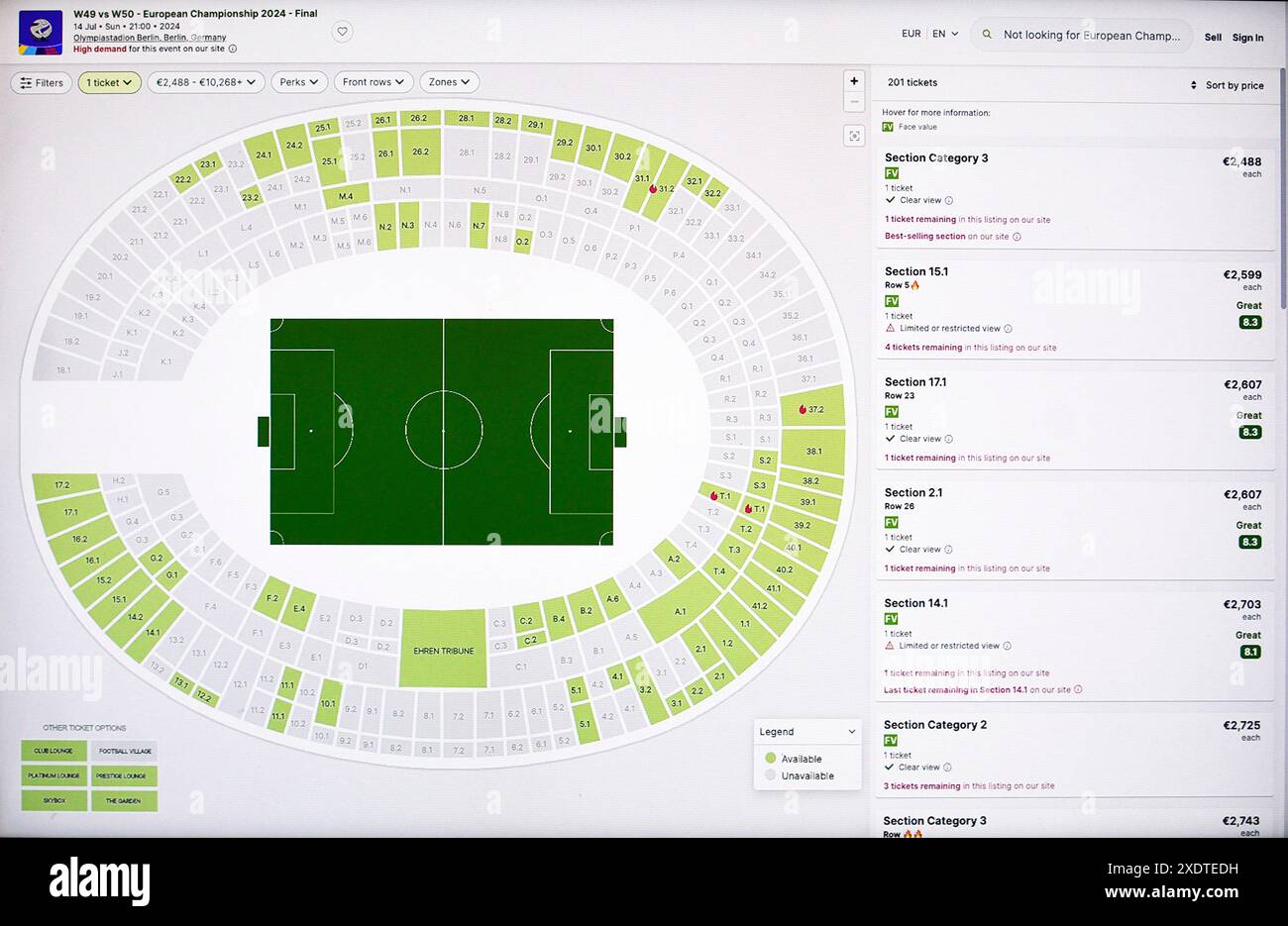 Tickets for the final of the UEFA Euro 2024 European Football ...