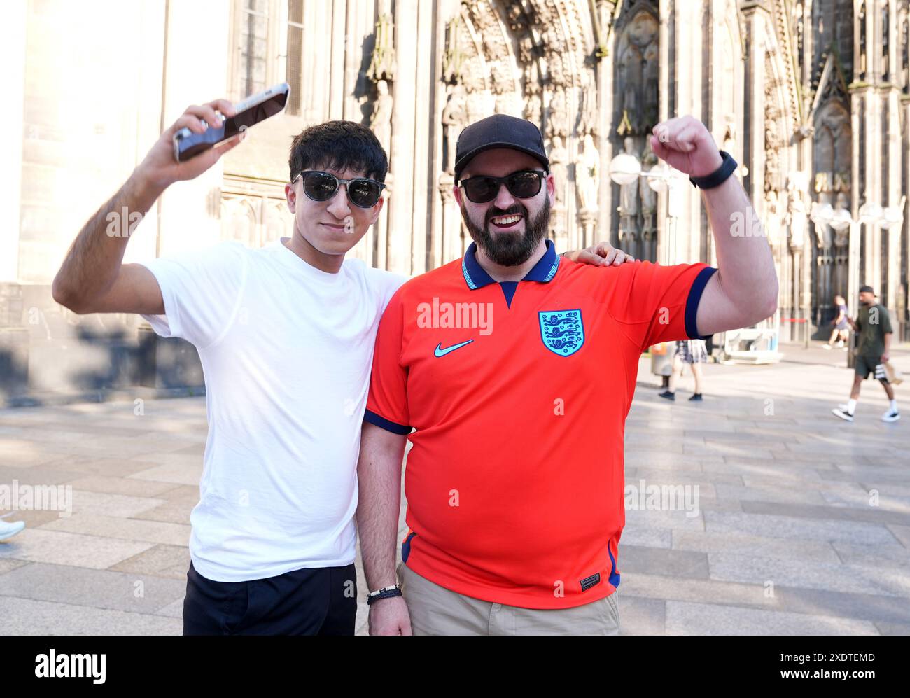 England fans in front of Cologne Cathedral. England play their final ...