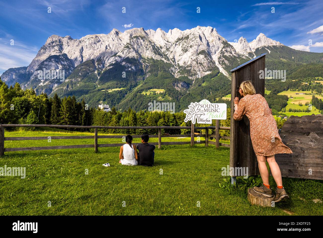 Sound of Music Trail. The meadow near Werfen with a view of Hohenwerfen ...