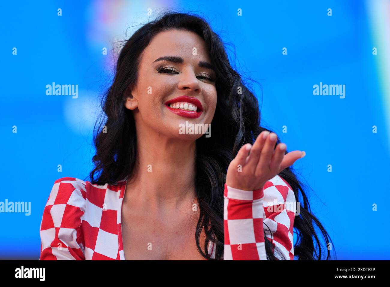 Croatian influencer and football supporter Ivana Knoll poses during ...