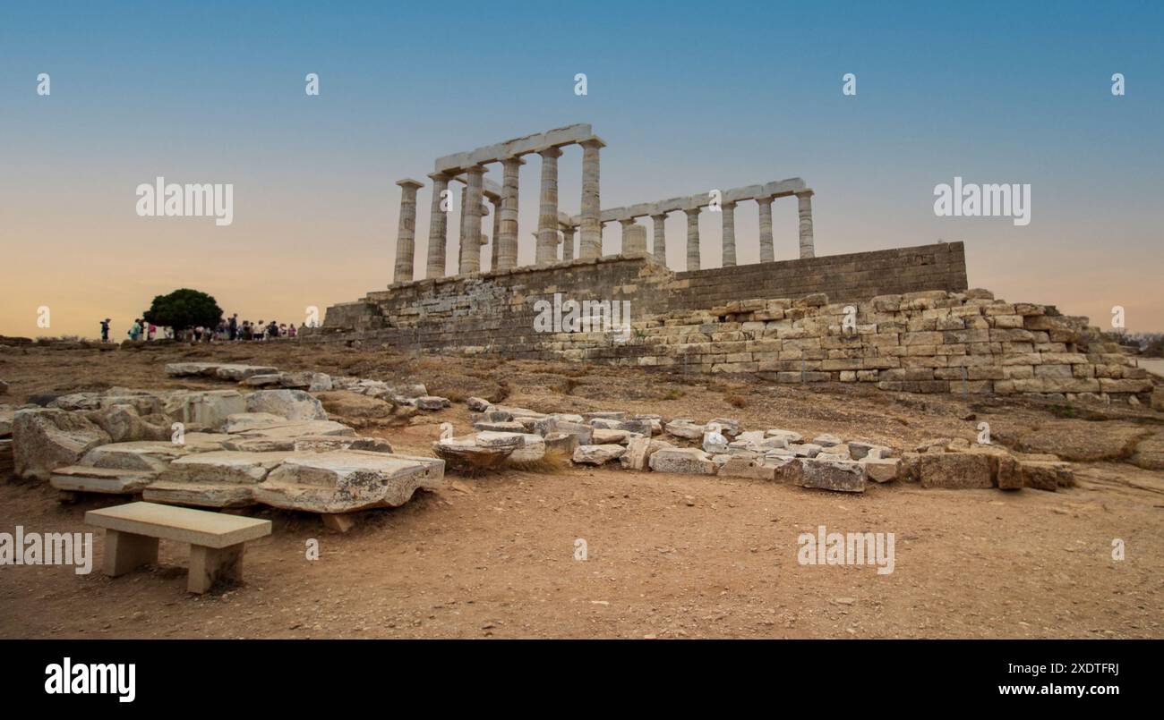 The ancient Temple of Poseidon at Sounion, Attica, Greece. The ancient ...