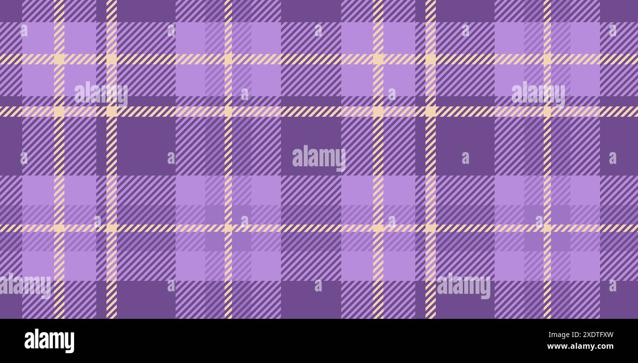 Seamless tartan pattern in purple and lavender shades with pale yellow ...