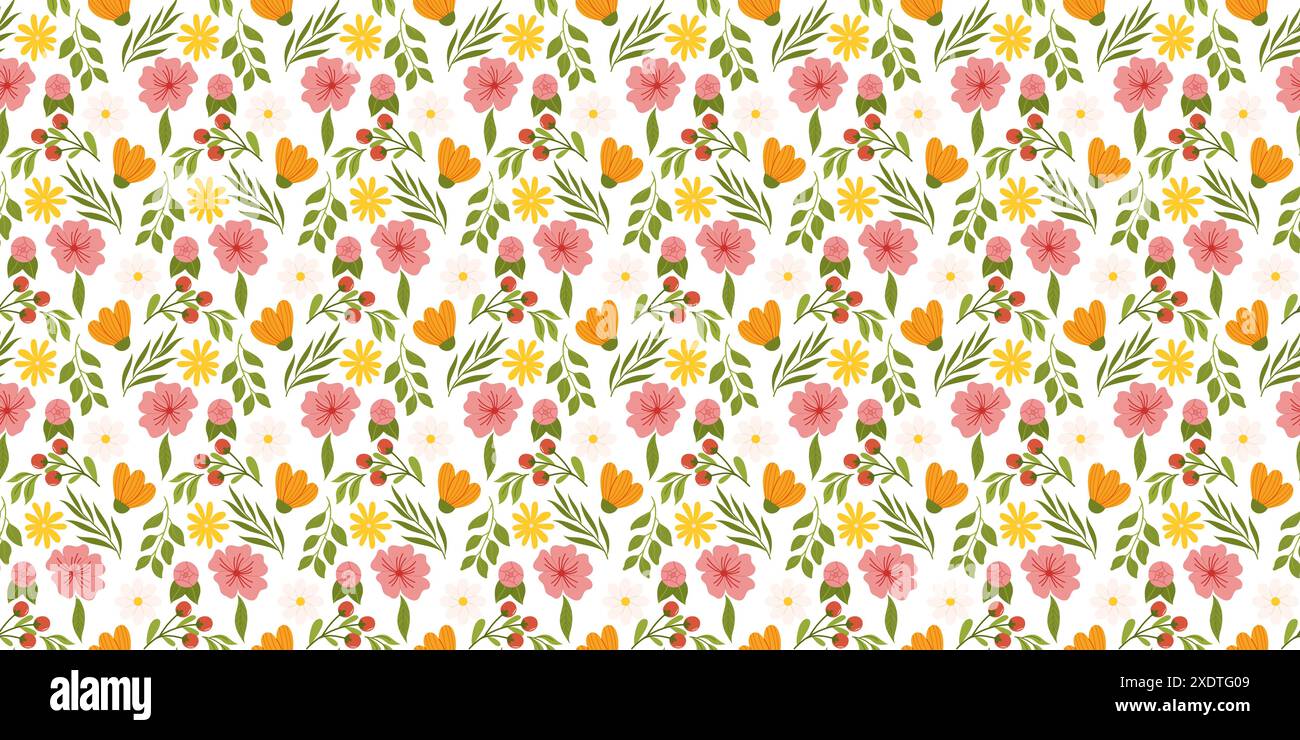 Continuous pattern featuring floral elements. Botanical-inspired ... Continuous pattern featuring floral elements. Botanical-inspired ...