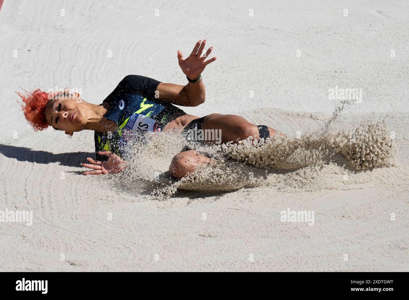 Taliyah Brooks competes in the women's heptathlon long jump during the ...