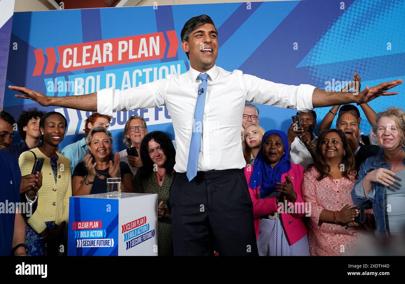 Prime Minister Rishi Sunak making a speech at an event at Petyt Hall ...