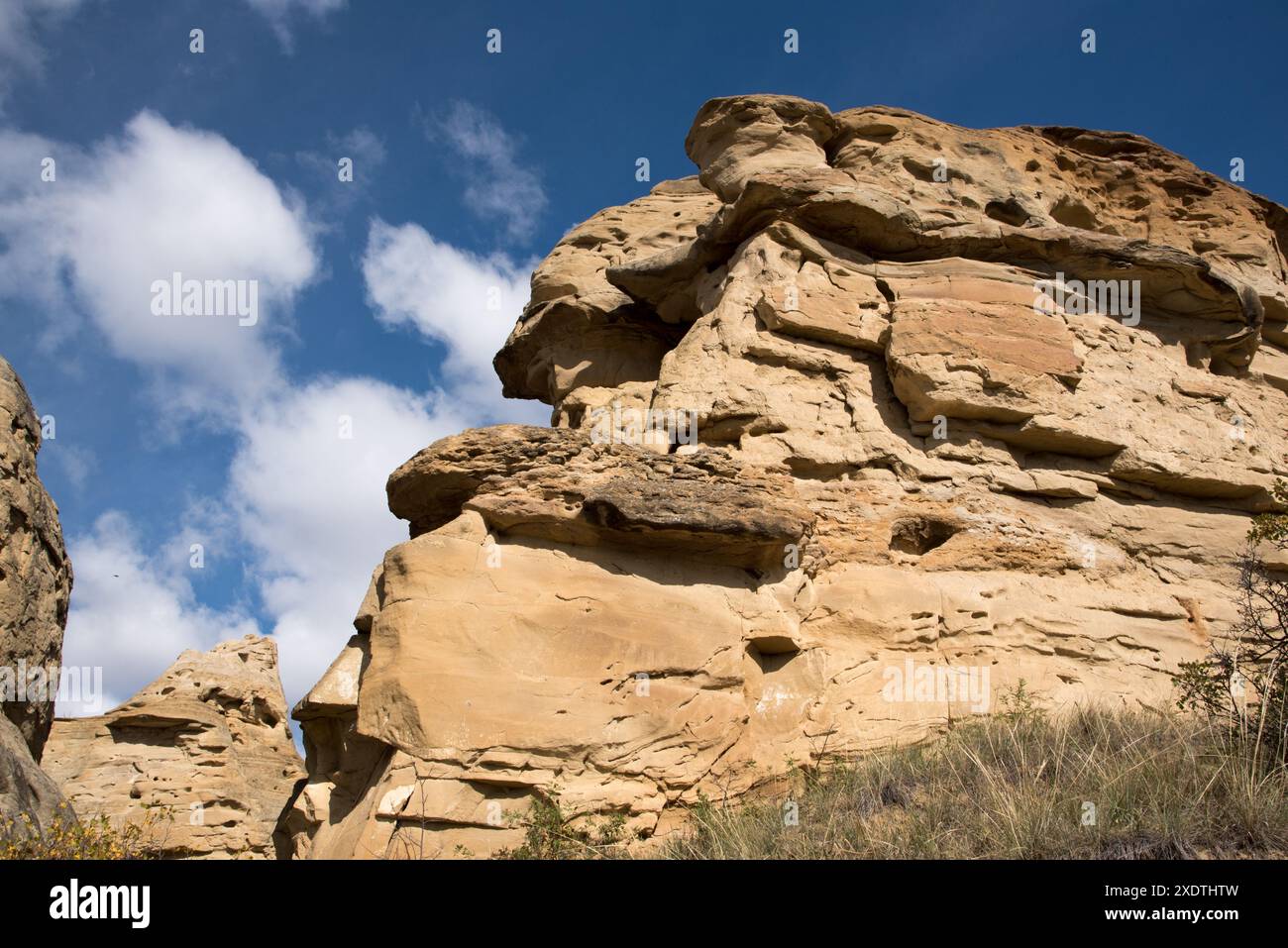 Water, ice and wind eroded the sandstone in Writing-on-Stone Provincial ...