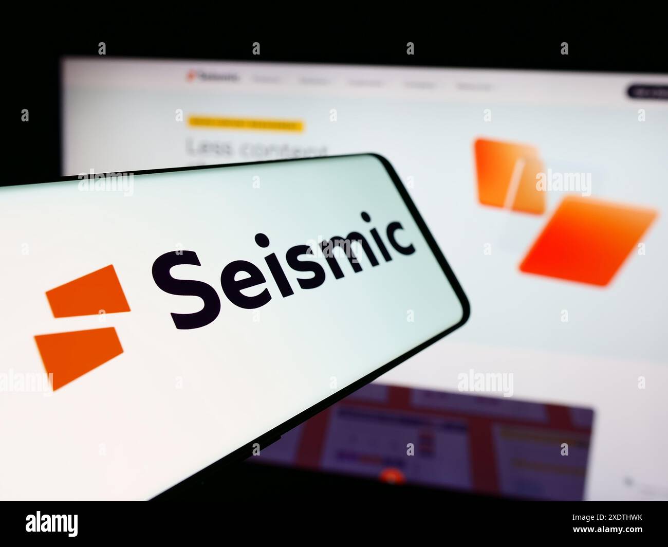 Mobile phone with logo of American sales enablement company Seismic ...