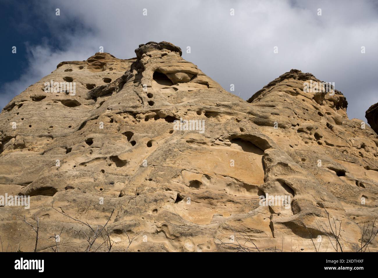 Water, ice and wind eroded the sandstone in Writing-on-Stone Provincial ...