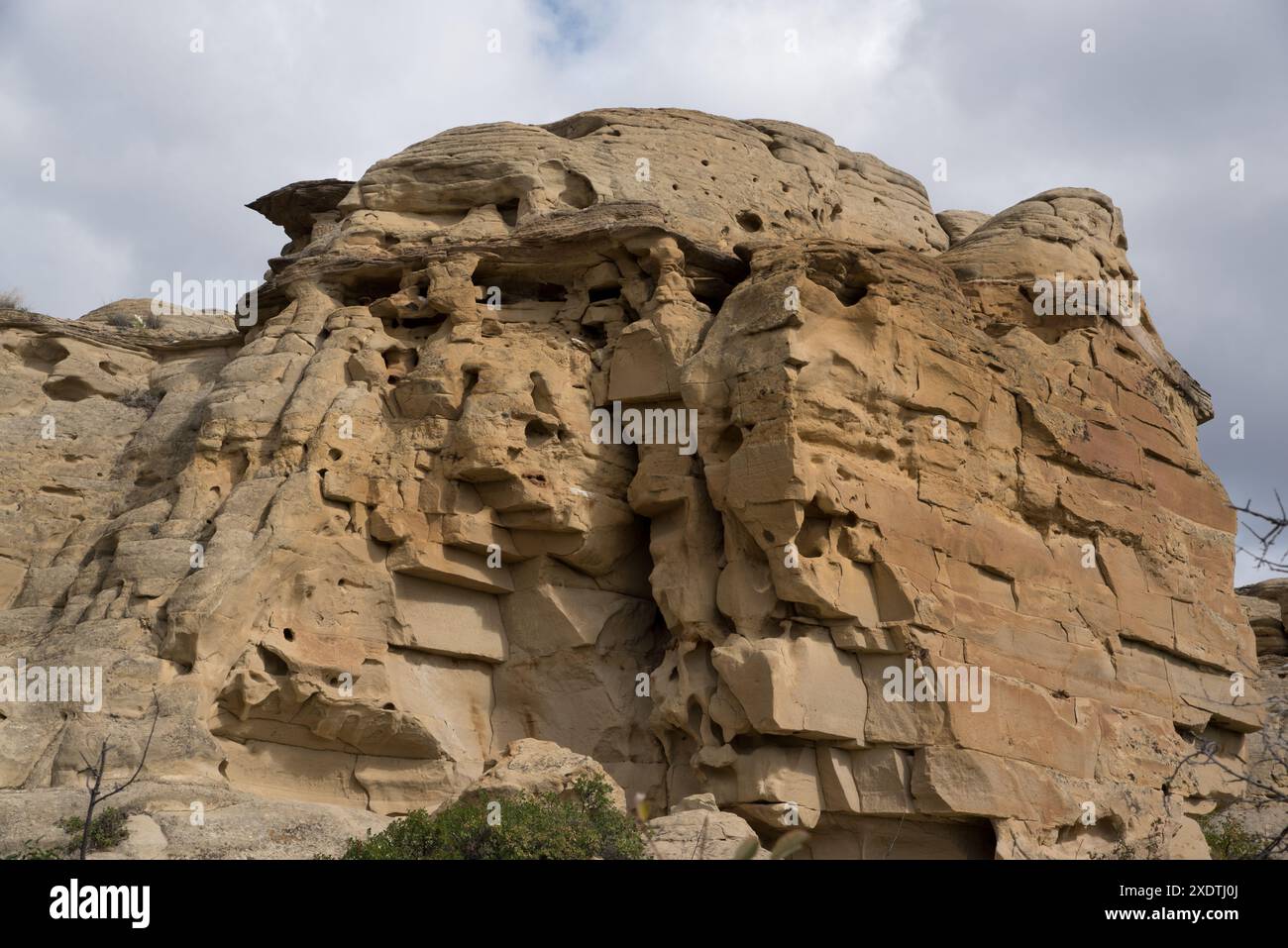 Water, ice and wind eroded the sandstone in Writing-on-Stone Provincial ...