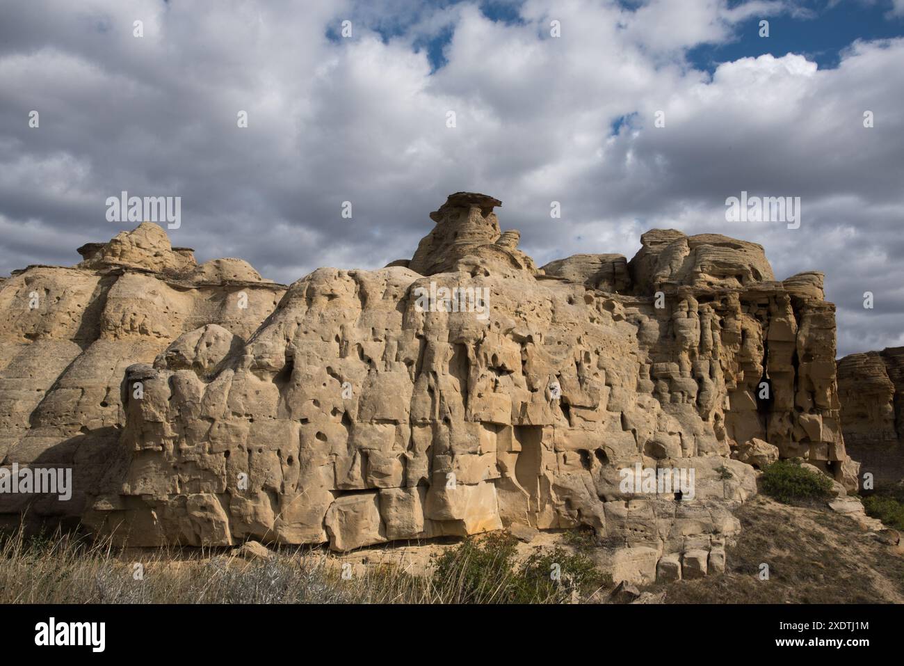 Water, ice and wind eroded the sandstone in Writing-on-Stone Provincial ...