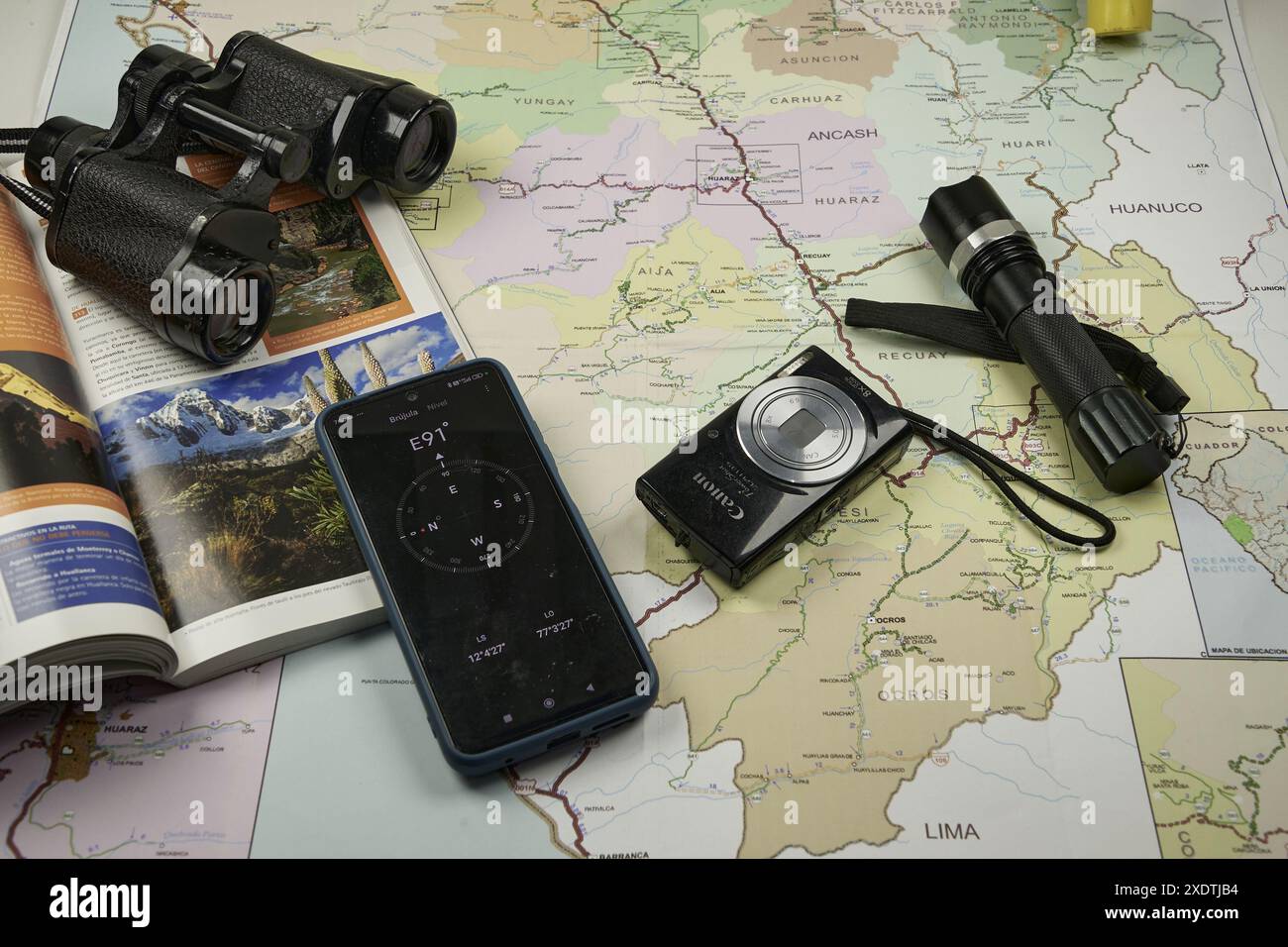 Trip planning map to Huaraz, Callejon de Huaylas, Peru Stock Photo - Alamy