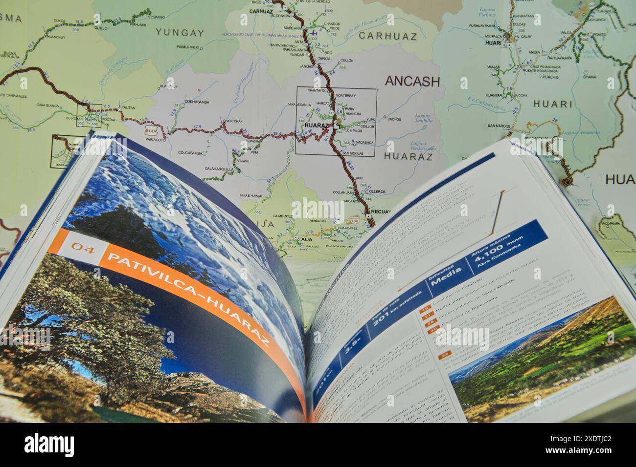 Trip planning map to Huaraz, Callejon de Huaylas, Peru Stock Photo - Alamy