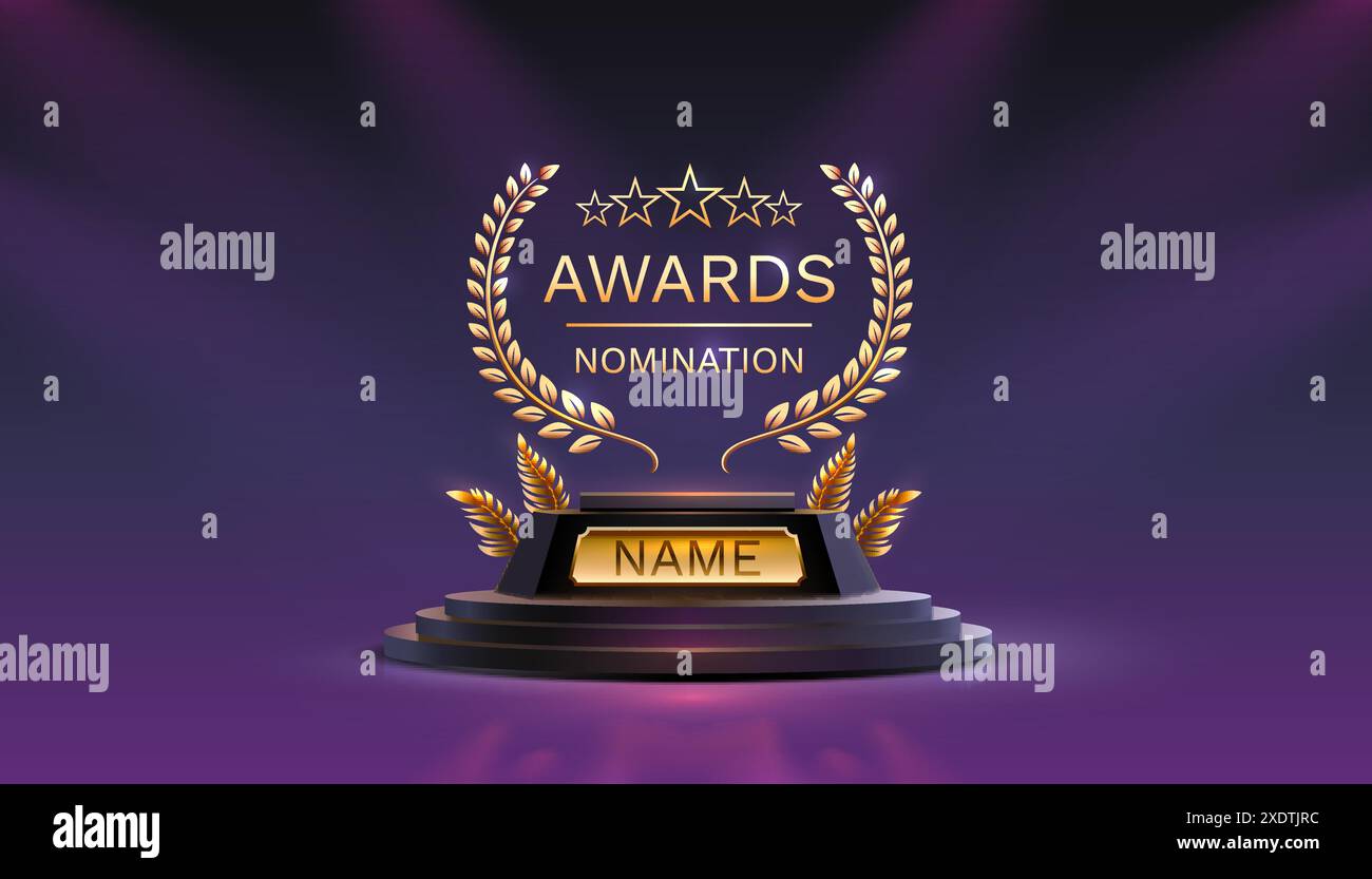 Awards nomination name podium, golden prize event, scene star ceremony ...