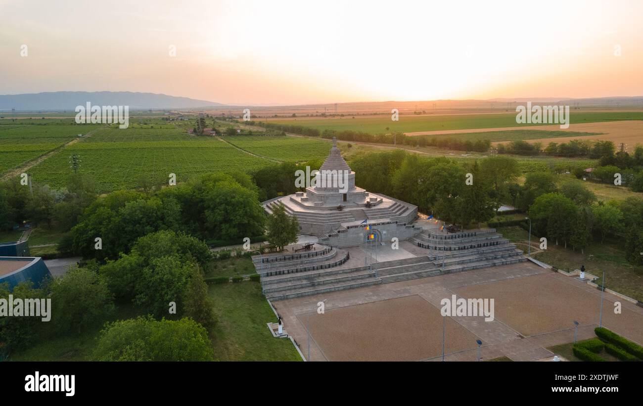 Aerial view of The Mausoleum of Heroes of World War I from Marasesti ...