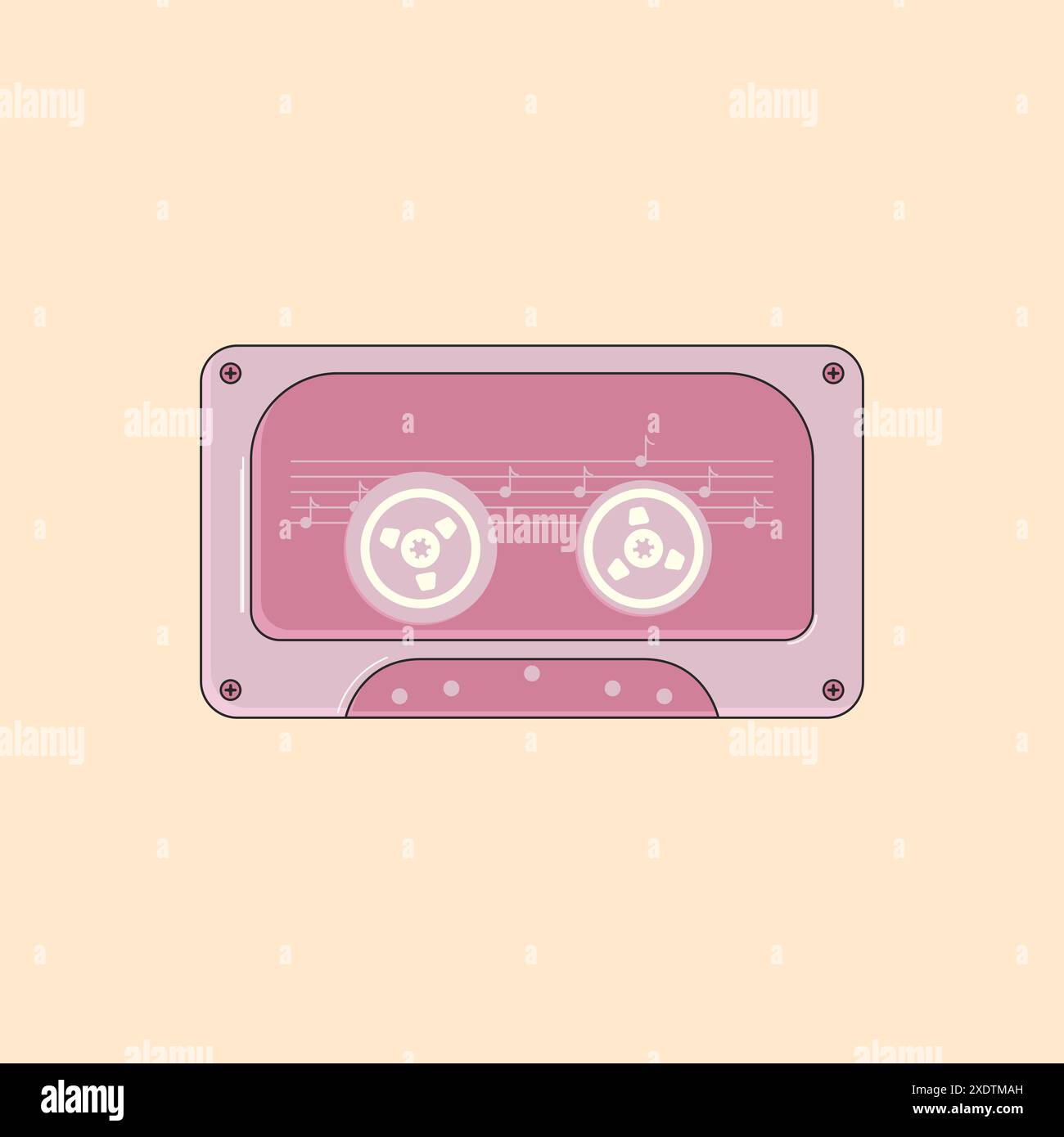 Retro tape recorder vector icon. Cute color audio cassette. Cartoon old ...