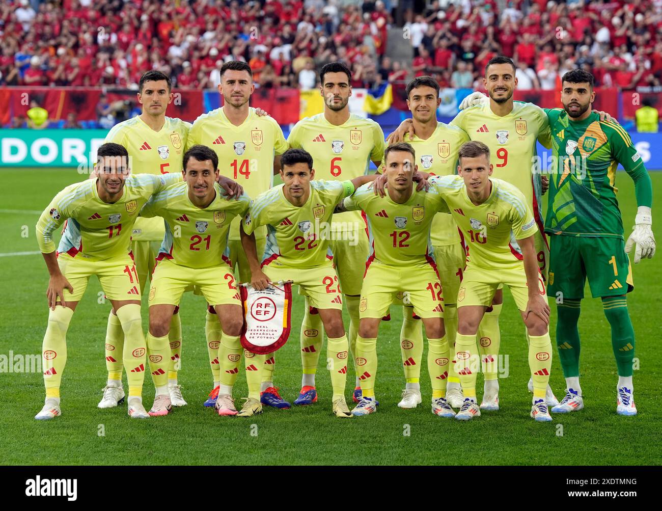 Spain line up before the UEFA Euro 2024 Group B match at the Dusseldorf ...