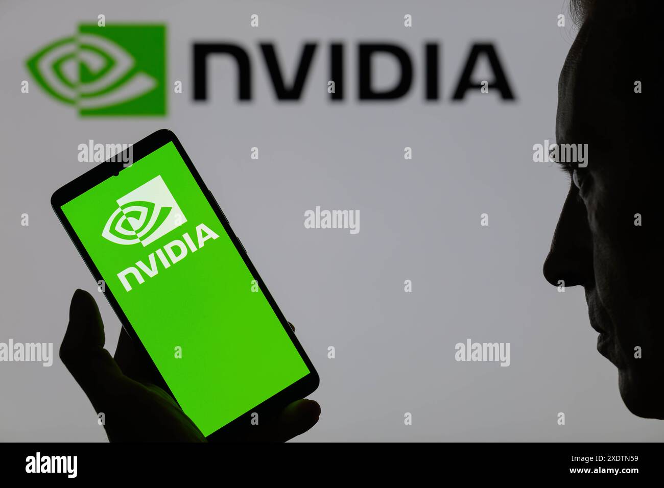 Brussels, Belgium. 23rd June, 2024. The NVIDIA logo is being displayed ...