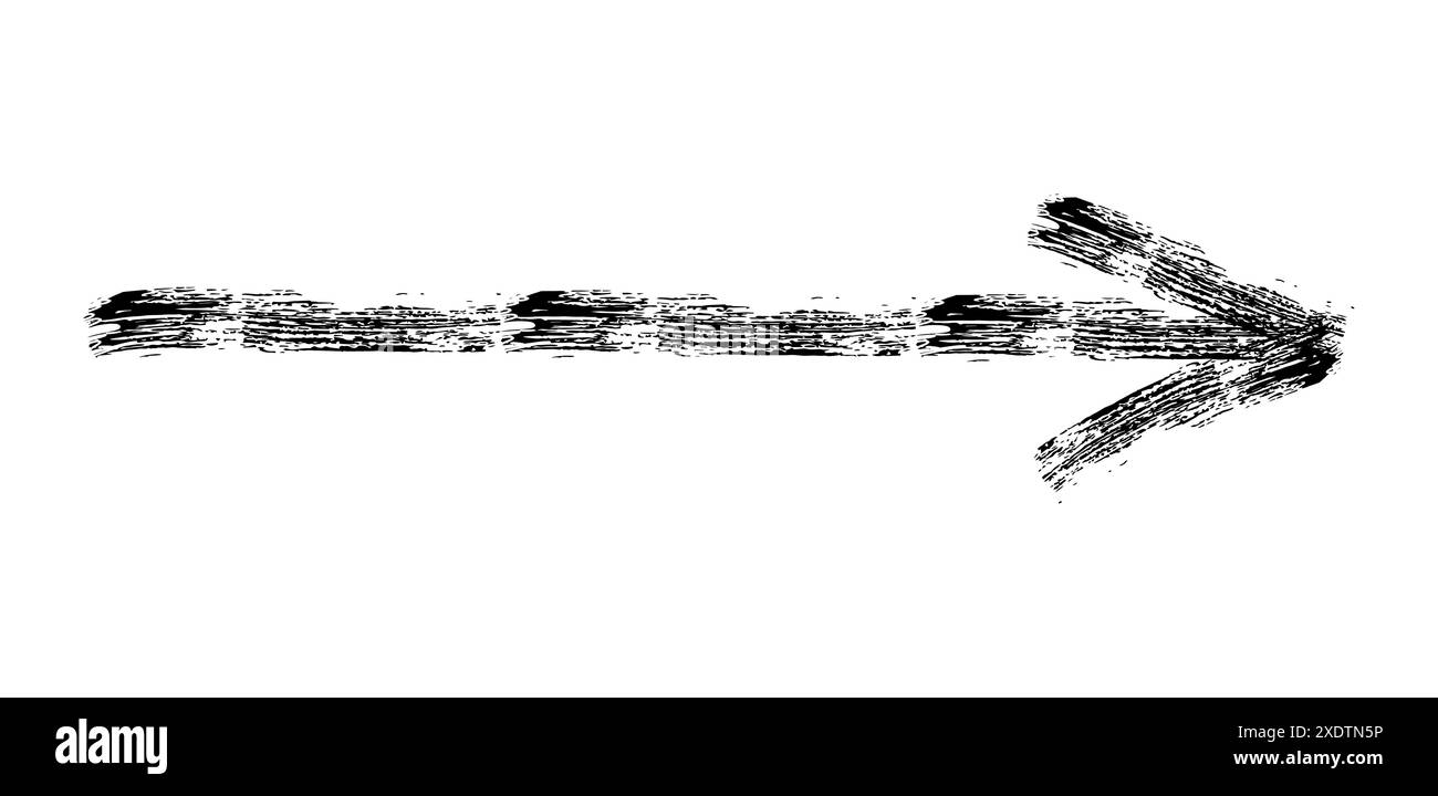 Hand drawn straight simple arrow drawn with wax crayon, chalk or ...