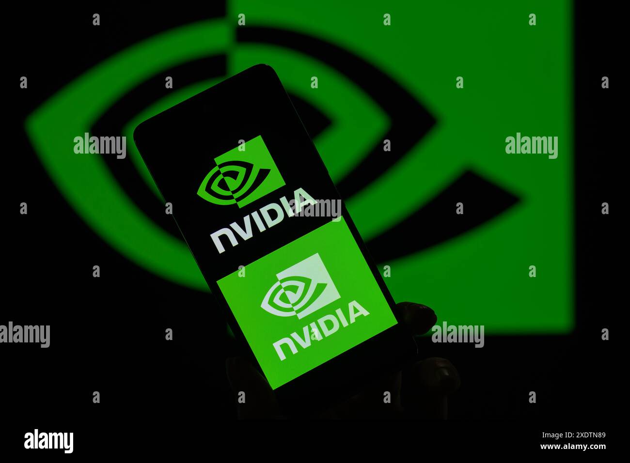 Brussels, Belgium. 23rd June, 2024. The NVIDIA logo is being displayed ...