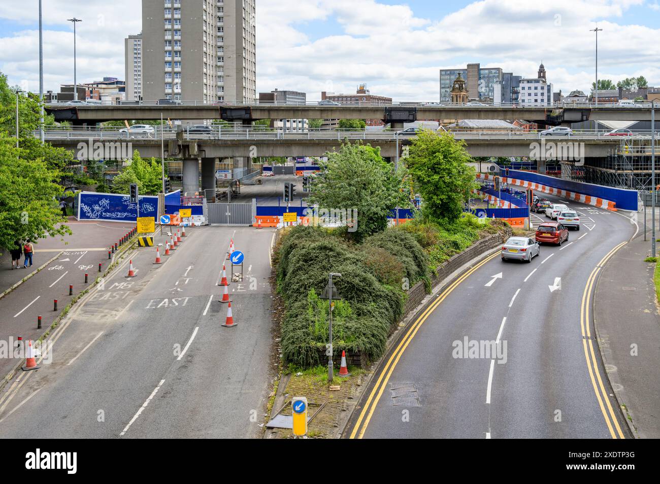 Changes to the road layout during road works and repairs to the M8 ...
