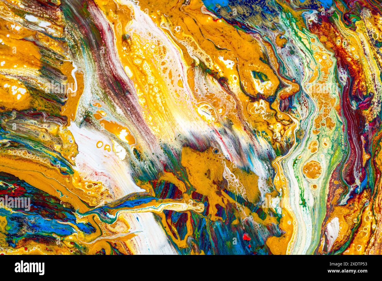 Watery golden marble texture illustration with organic, multicolored ...