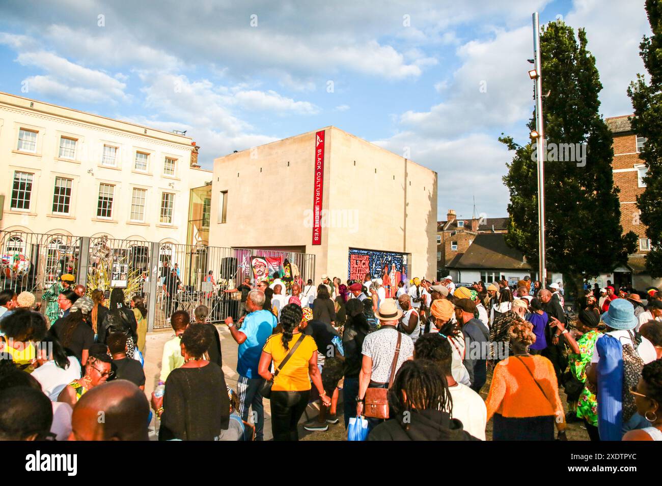 London UK 23 June 2024 People stand outside the Black Cultural Archives ...
