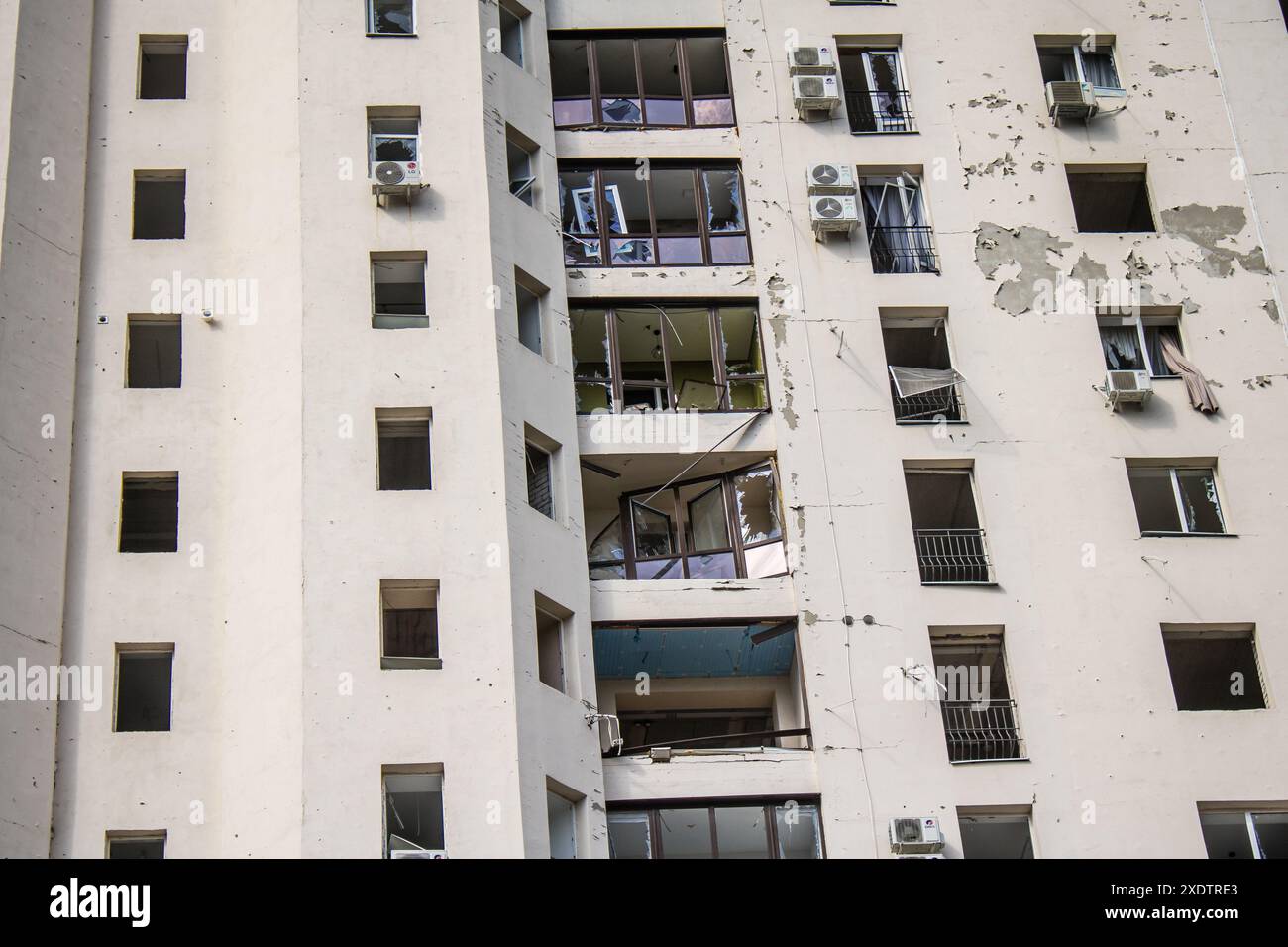 Kharkiv, Ukraine, June 23 2024 The explosion damaged all adjacent ...