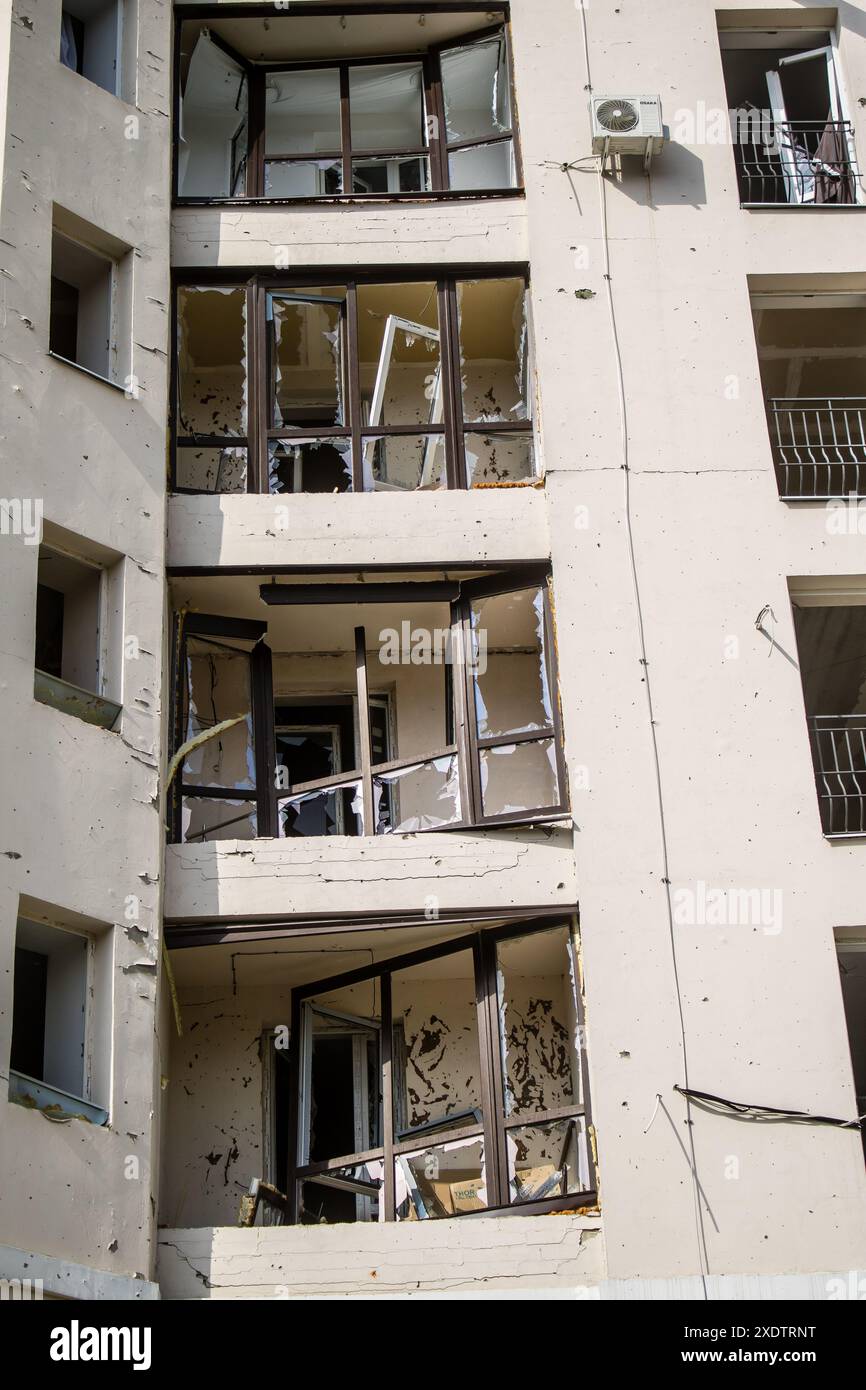 Kharkiv, Ukraine, June 23 2024 The explosion damaged all adjacent ...